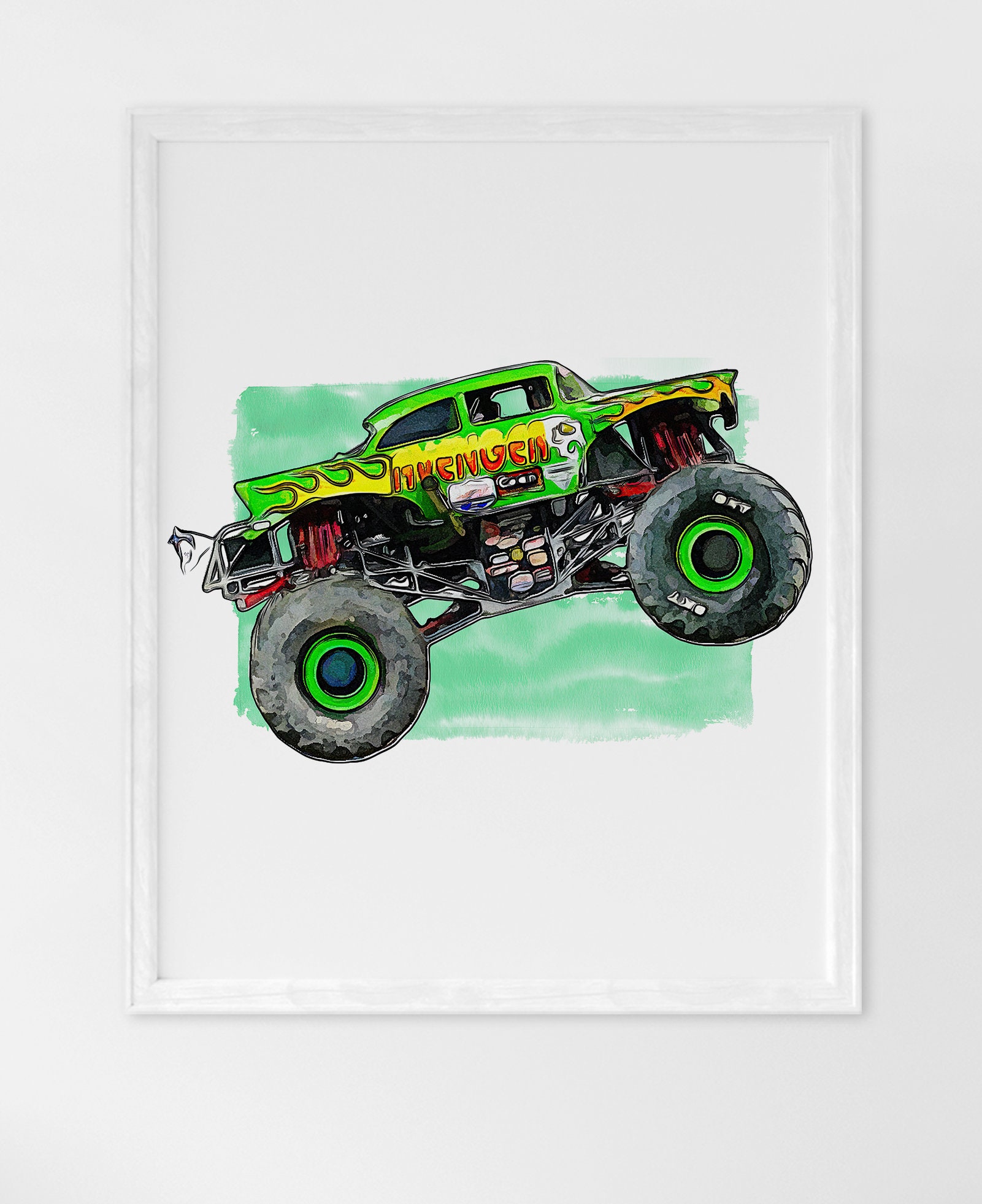Monster Truck Posters Kids Room Set de 6 vivero Monster Truck Wall Art ...