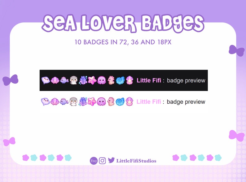 Sea Lover Twitch Sub Badge Collection, Bunny Badge, Sub Badges for ...