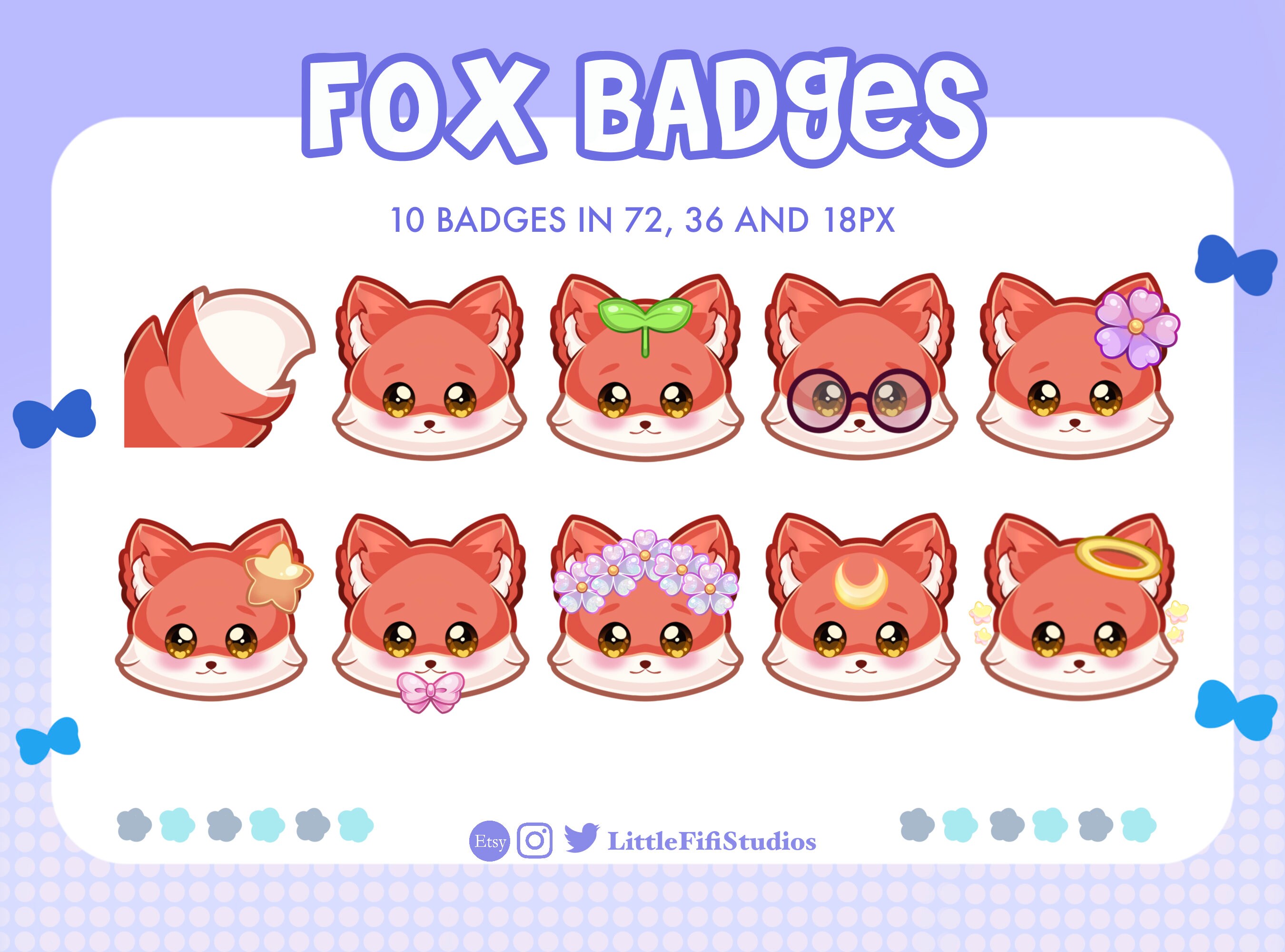 Fox Twitch Sub Badge Collection, Fox Badge, Sub Badges for Twitch ...