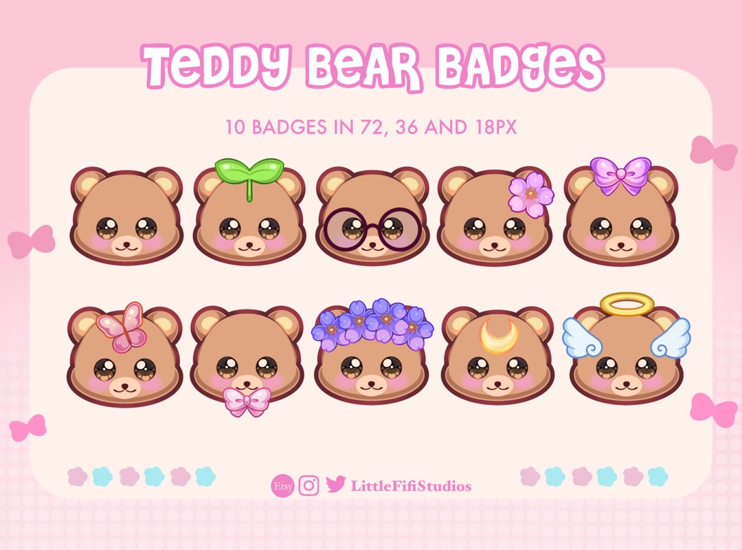 Teddy Bear Twitch Sub Badge Collection, Bear Badge, Sub Badges for ...