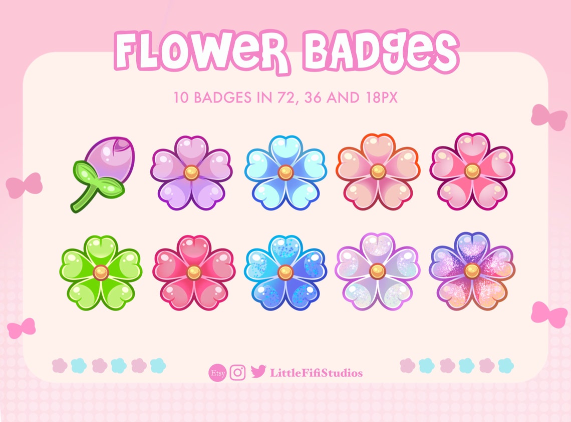 Flower Twitch Sub Badge Collection, Flower Badge, Sub Badges for Twitch ...