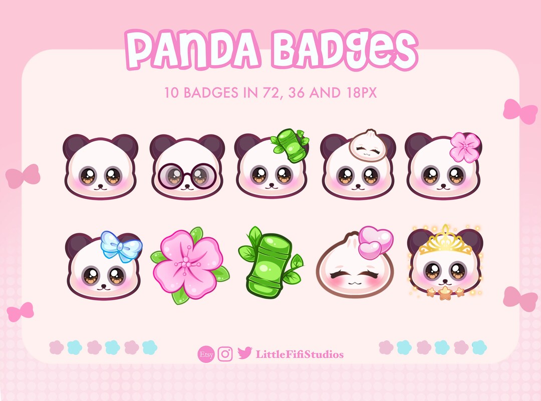 Panda Twitch Sub Badge Collection, Panda Badge, Sub Badges for Twitch ...