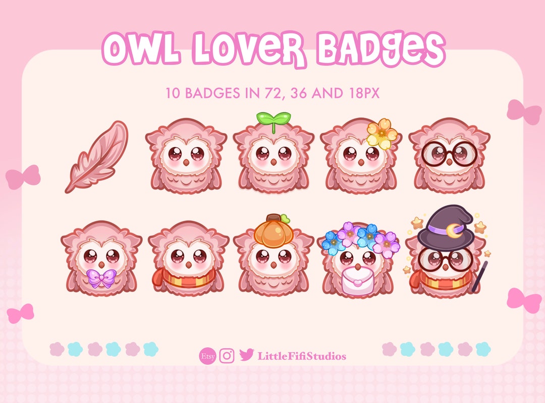 Owl Twitch Sub Badge Collection, Owl Badge, Sub Badges for Twitch ...
