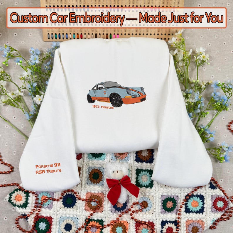 Porsche 911 Embroidered Sweatshirt, Classic Car Hoodie, Retro Porsche ...