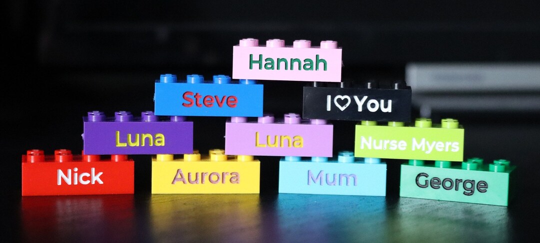 Personalised Engraved LEGO® Brick COLOURED Made Using 100% Brand New ...