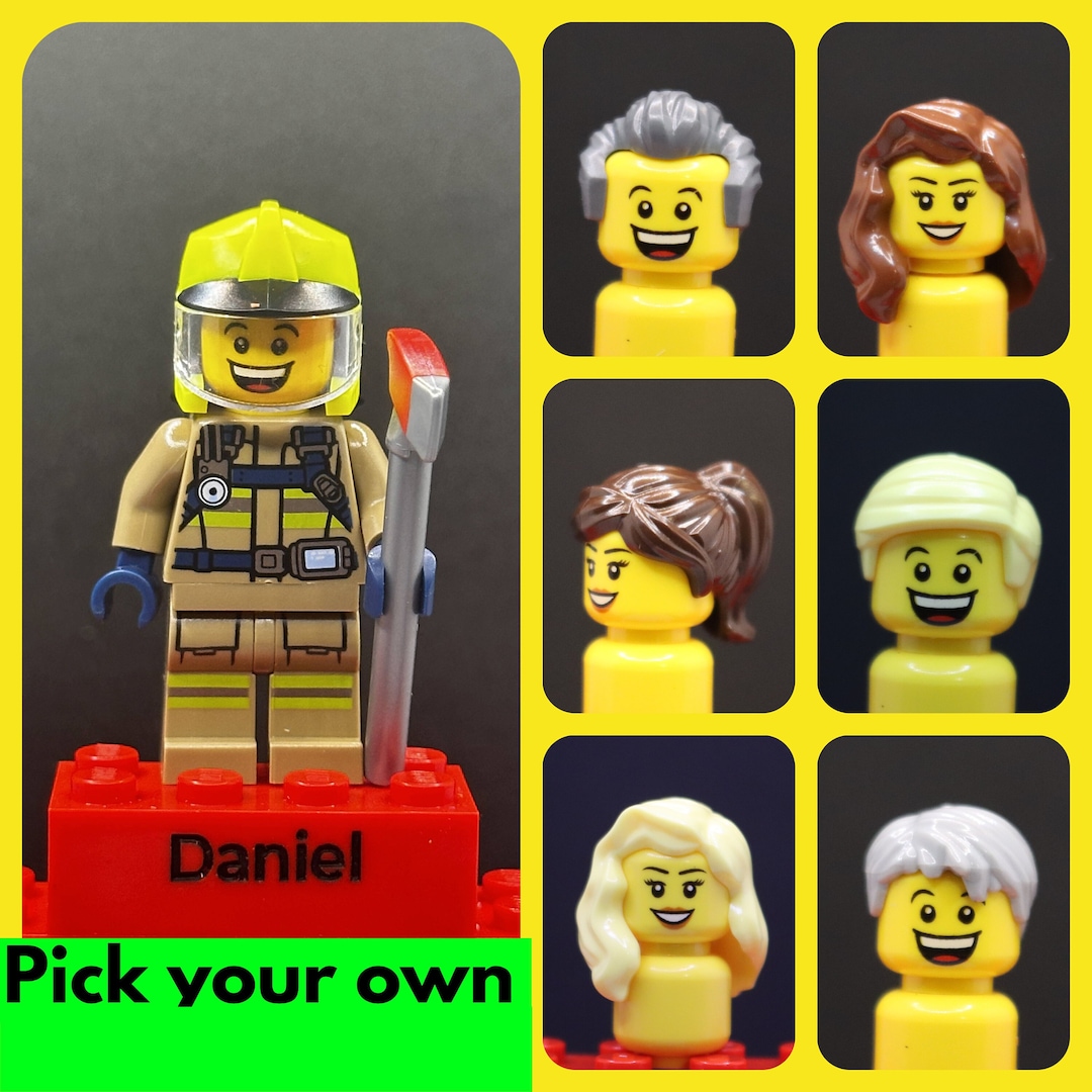 Personalised Engraved LEGO® Brick & Minifigure Fireman Firefighter ...