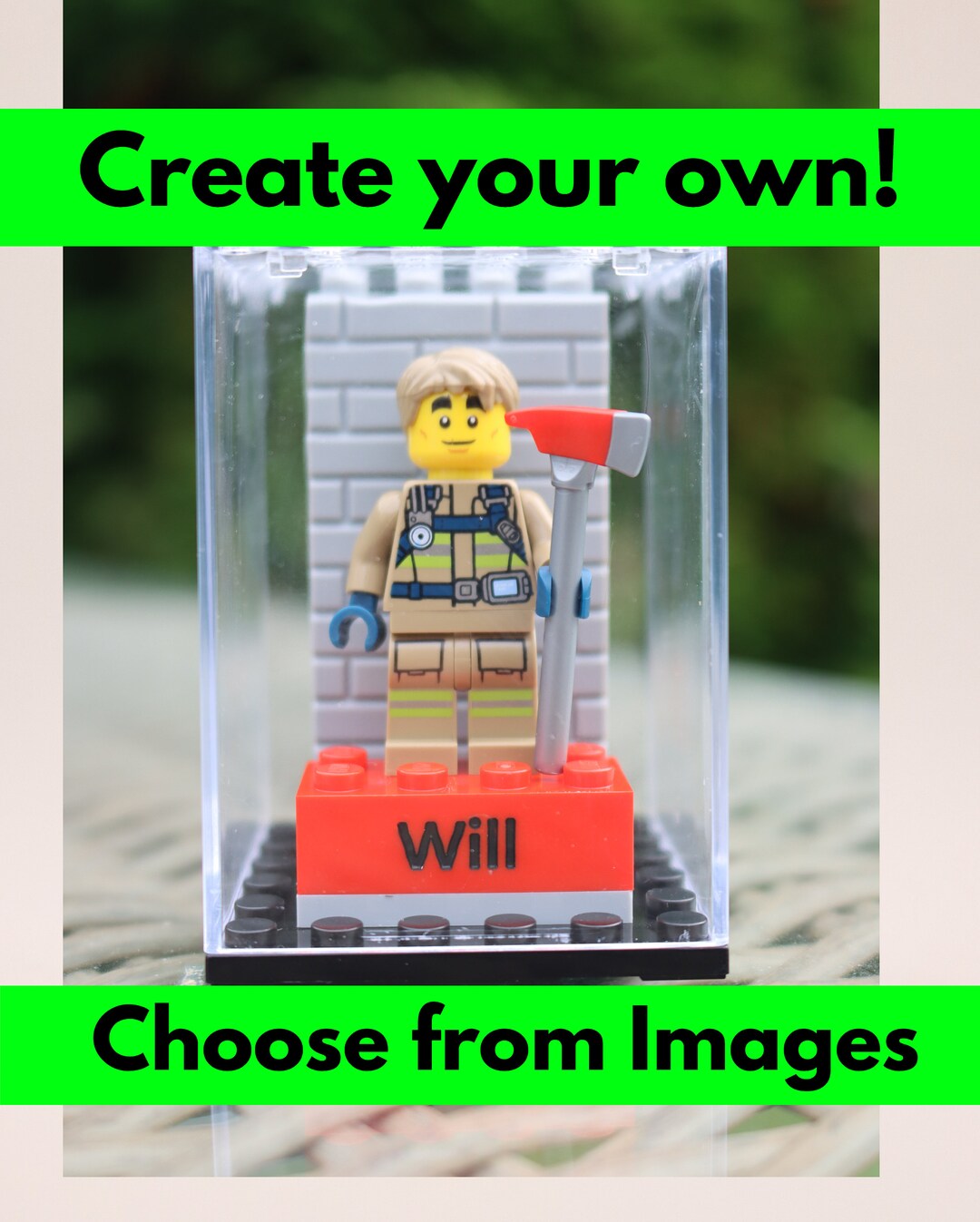 Personalised Engraved LEGO® Brick & Minifigure Fireman Firefighter ...