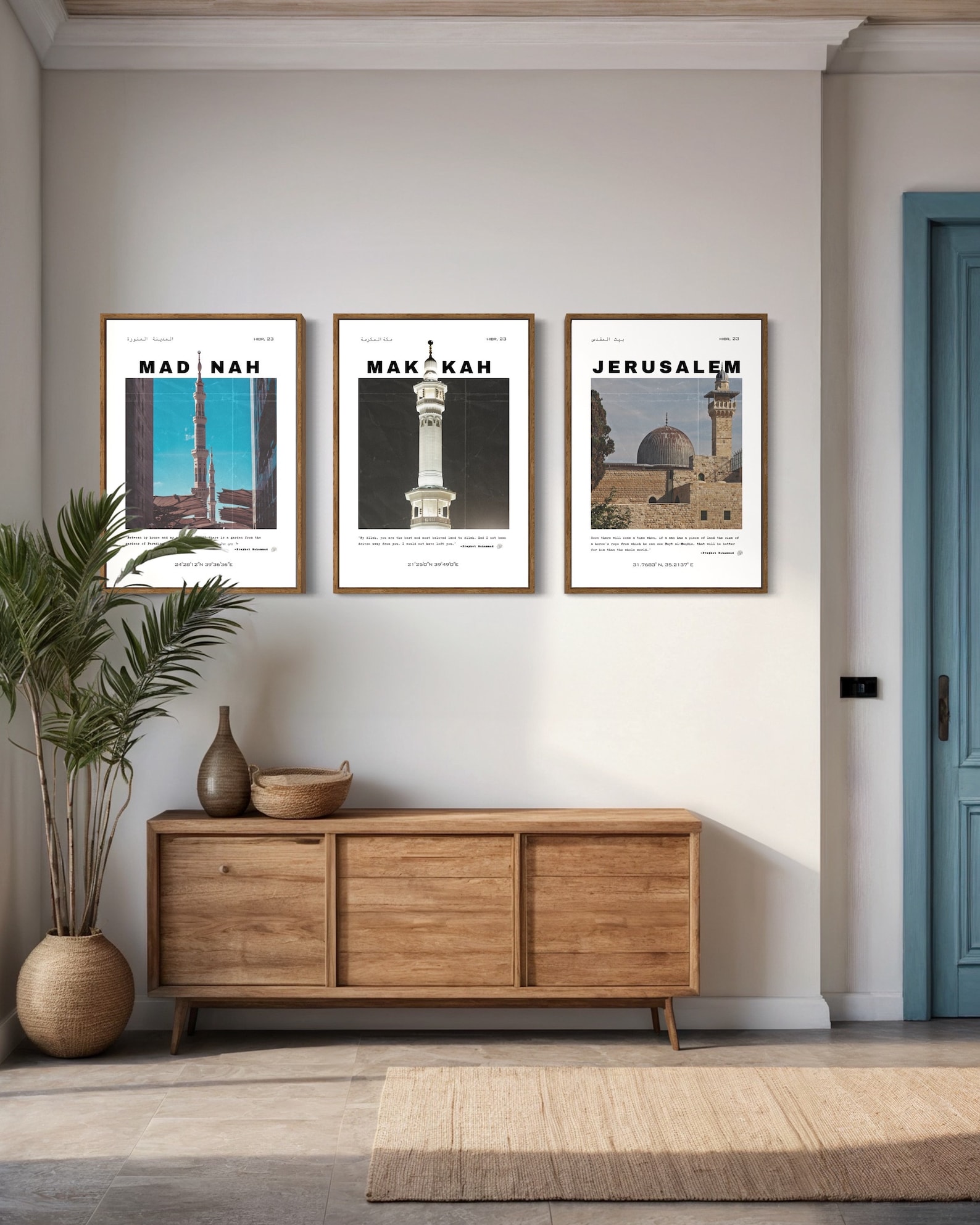 Madinah Makkah Jerusalem | Holy Cities Islamic Print | Muslim Decor ...