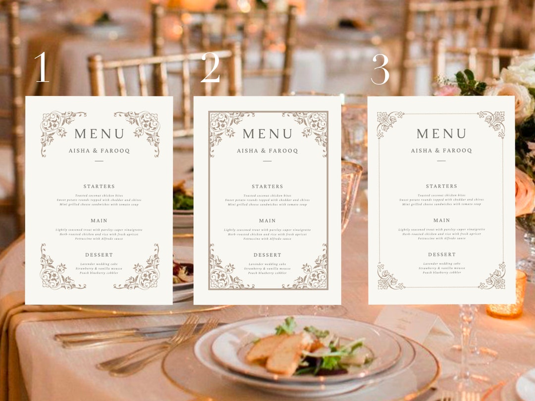 Elegant Digital Table Menu & Program | Instant Download and Printed ...