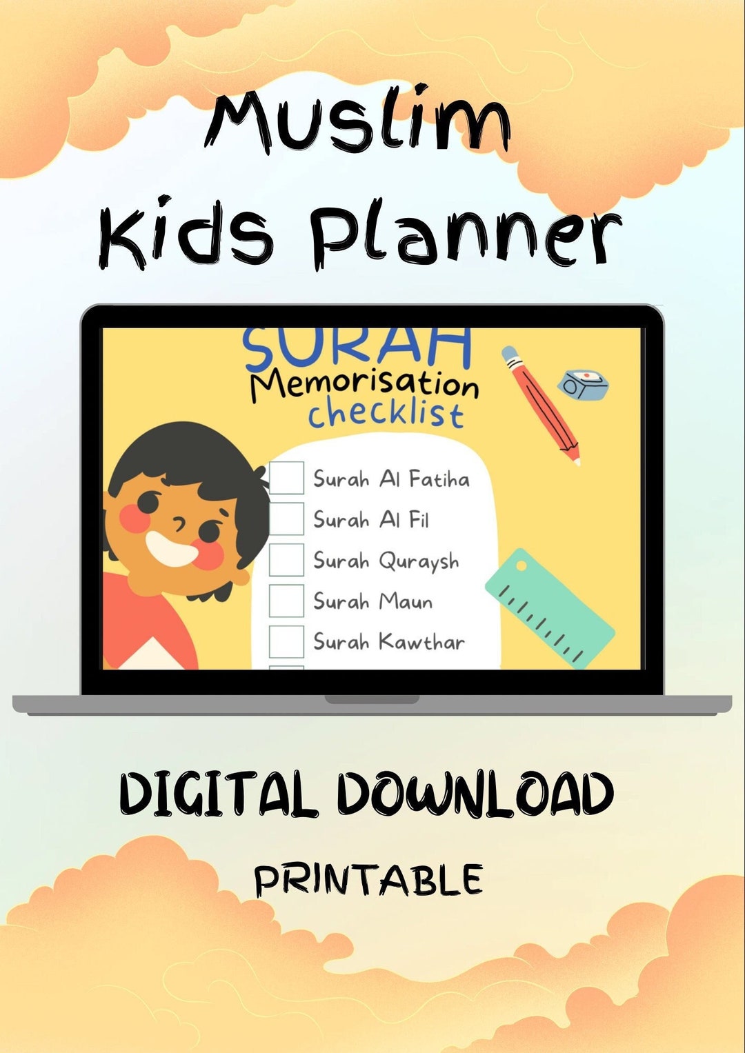 Muslim Kids Planner | Digital Planner | Motivational | Islamic Kids ...