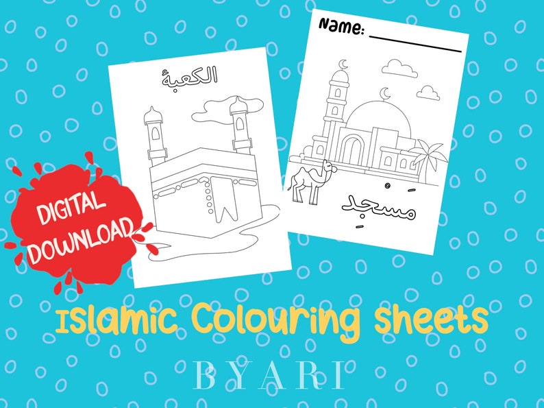 Islamic Educational Colouring Sheets Arabic Kabah Masjid - Etsy