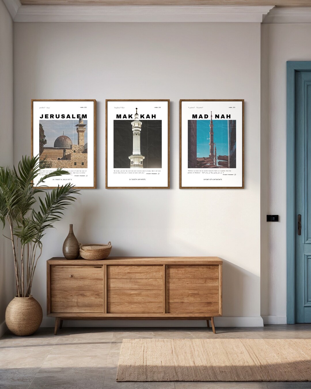 Madinah Makkah Jerusalem | Holy Cities Islamic Print | Muslim Decor ...