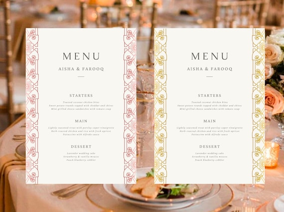 Menús De Mesa Para Bodas