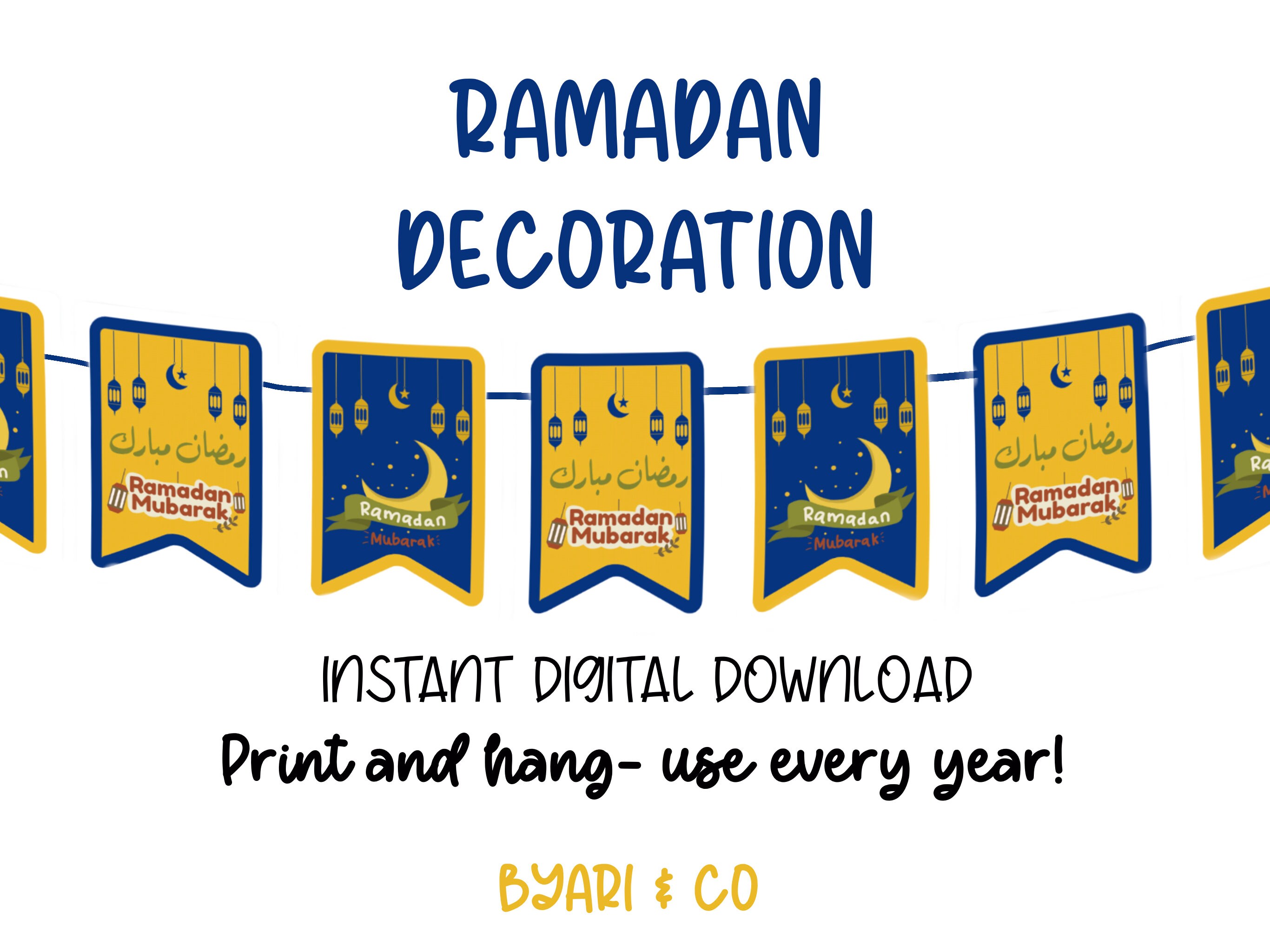 Ramadan Banner Bunting Party Decor Muslim Eid Decorations Adjustable ...