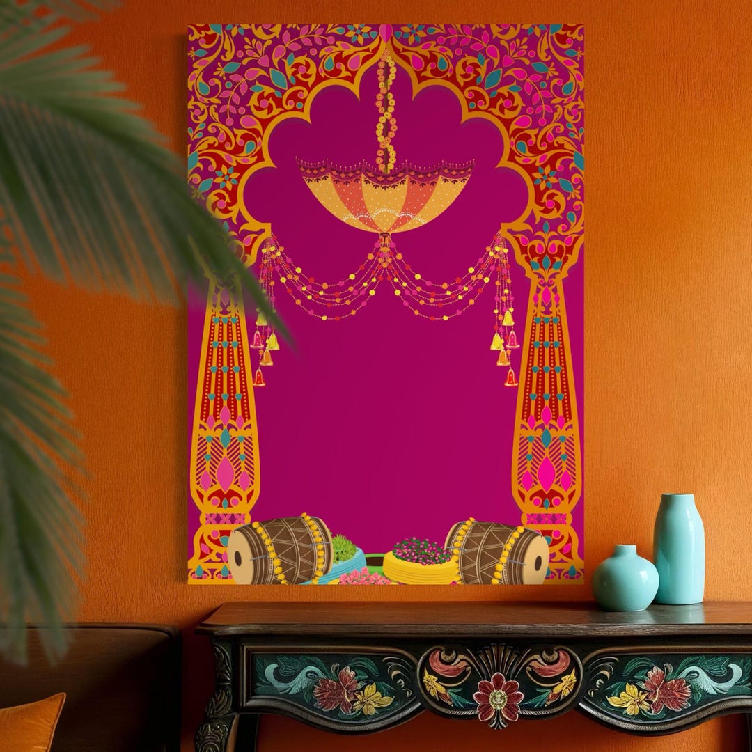 Mendhi Dholki Haldi Sanger Sign Board Design | Welcome Board Invite ...