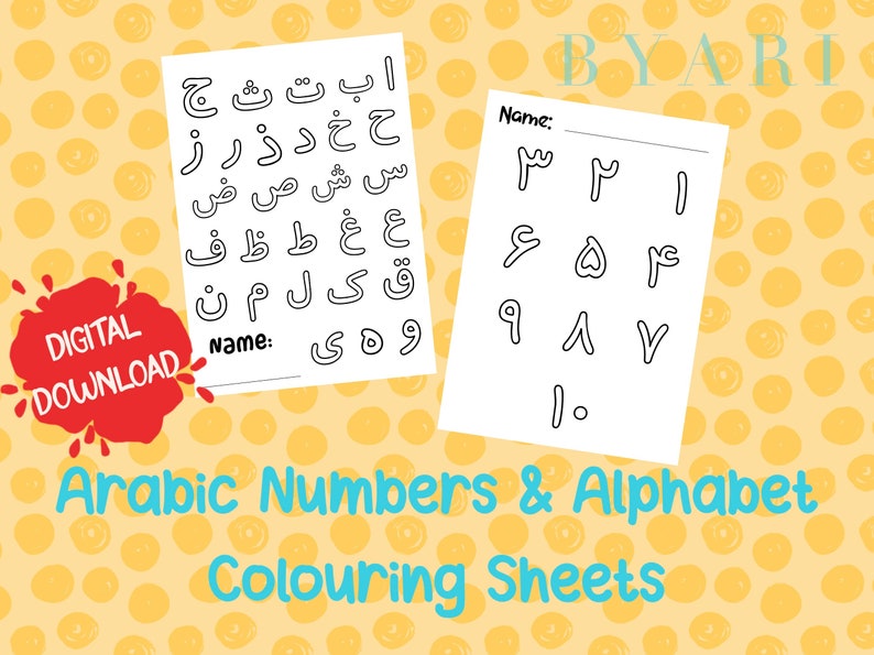 Arabic Educational Colouring Sheets | Alphabet and Numbers | Muslim ...