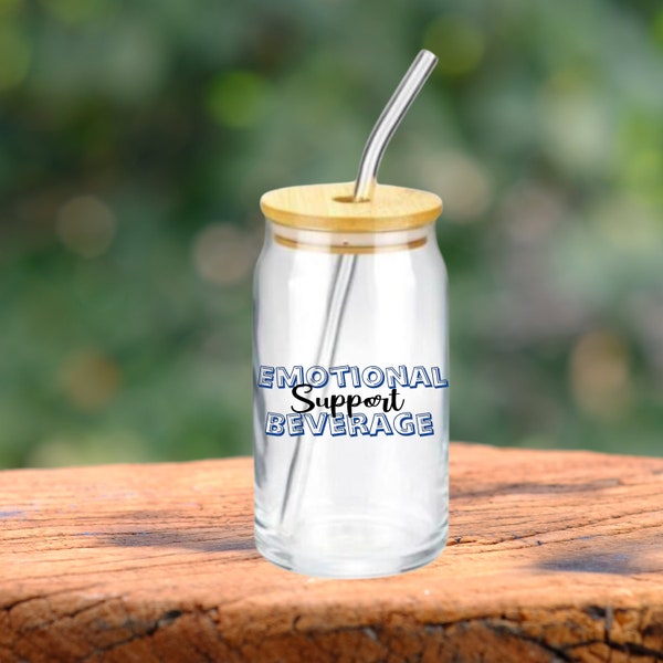 Glass Emotional Support Beverage Tumbler - Etsy