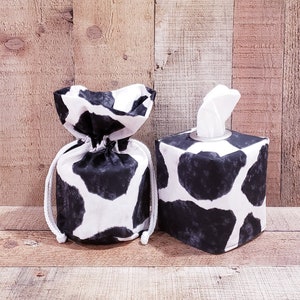 Black and White Cow Print, Fabric Toilet Paper Holder, Spare Toilet ...