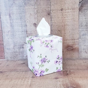 Purple Tissue Box Cover,floral Printed Tissue Box Cover, Spring Decor ...