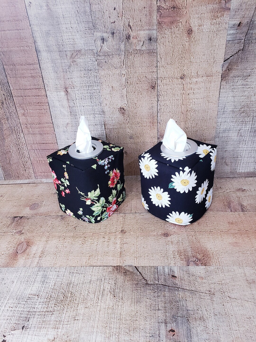 Black Tissue Box Cover, Floral Printed Tissue Box Cover, Spring Decor ...