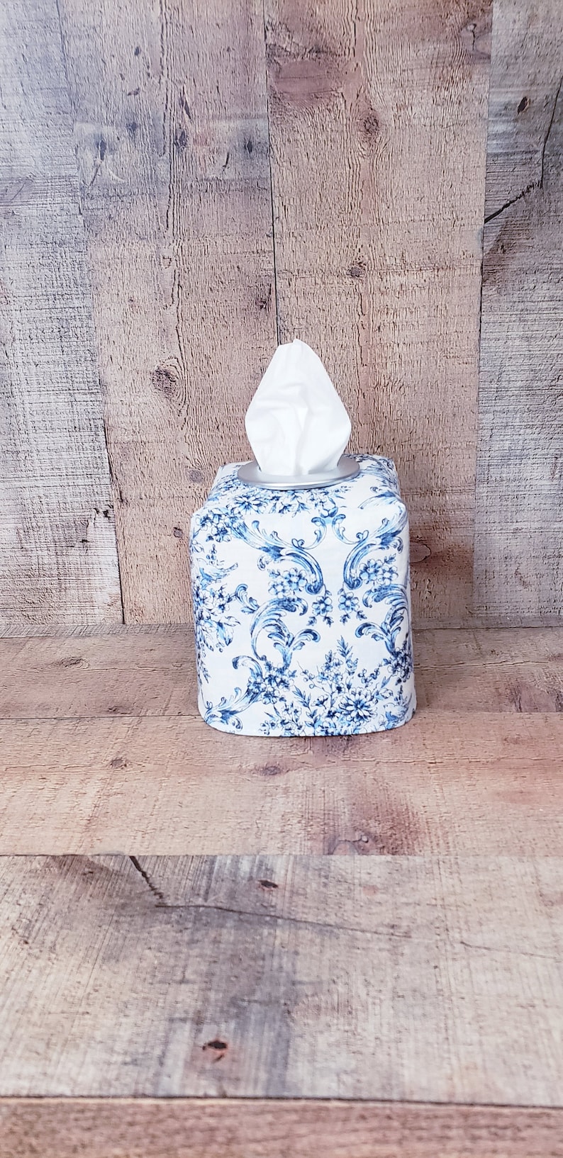 Blue Tissue Box Cover, Floral Printed Tissue Box Cover, Spring Decor ...