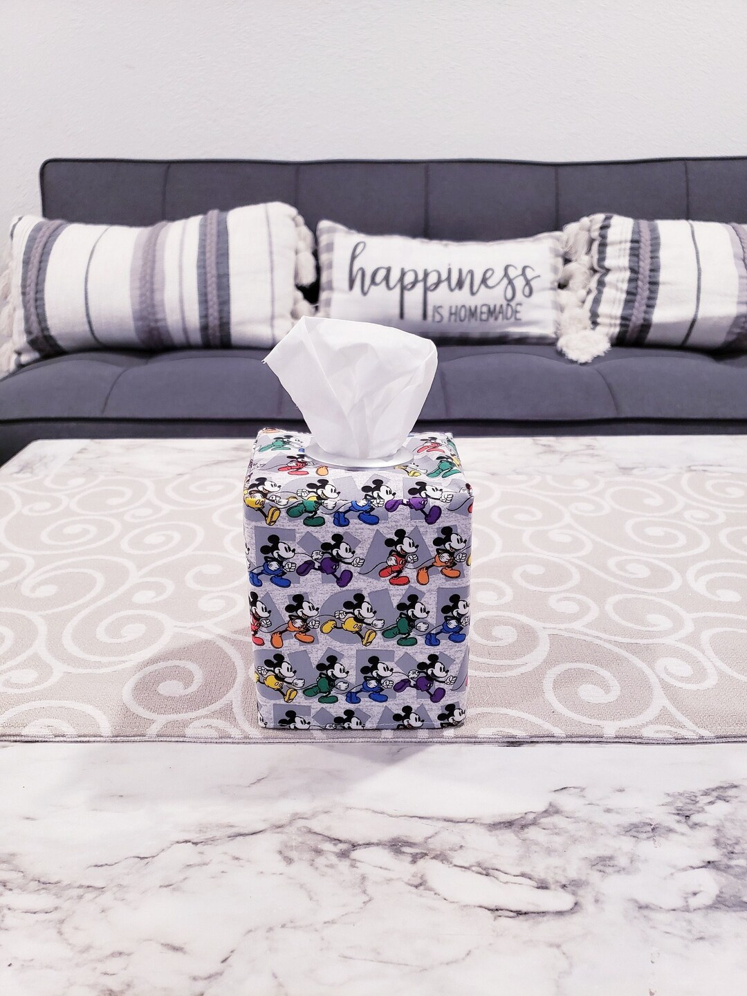 Mickey Mouse Tissue Box Cover, Cover, Mickey Mouse Decor, Fabric Tissue ...