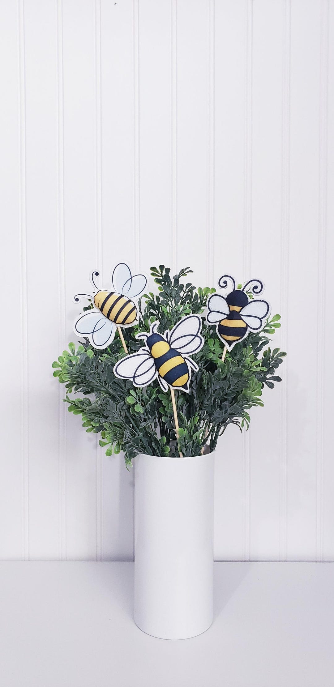 Floral Picks,bee Decor,fabric Bees, Plant Sticks,spring Floral Picks ...