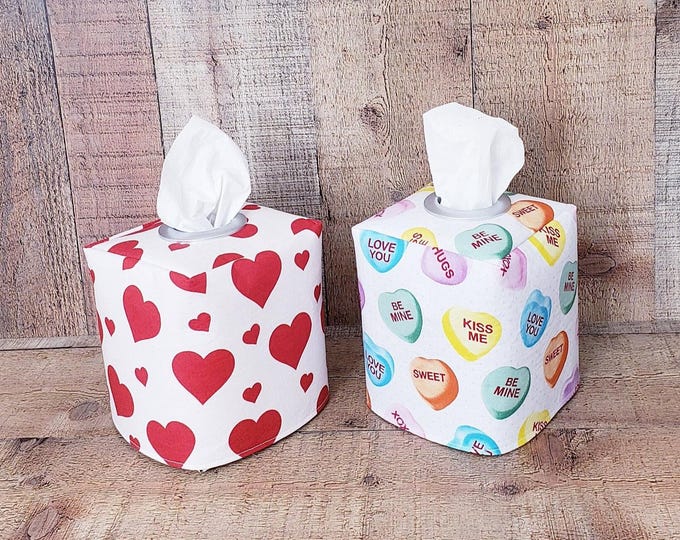 Hearts Tissue Box Cover - Etsy