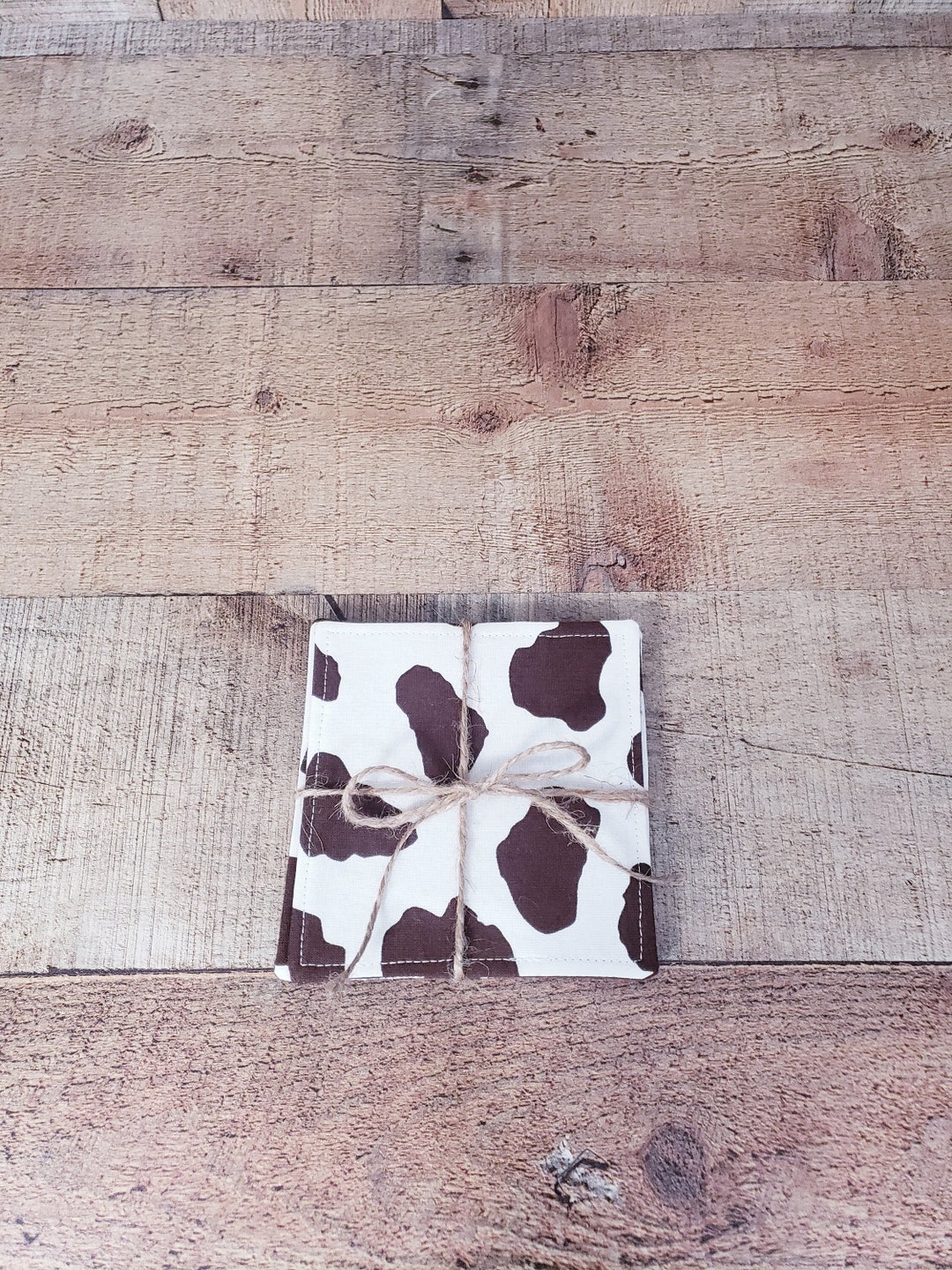 Brown and White Cow Print Fabric ,coasters,coaster Sets,washable ...