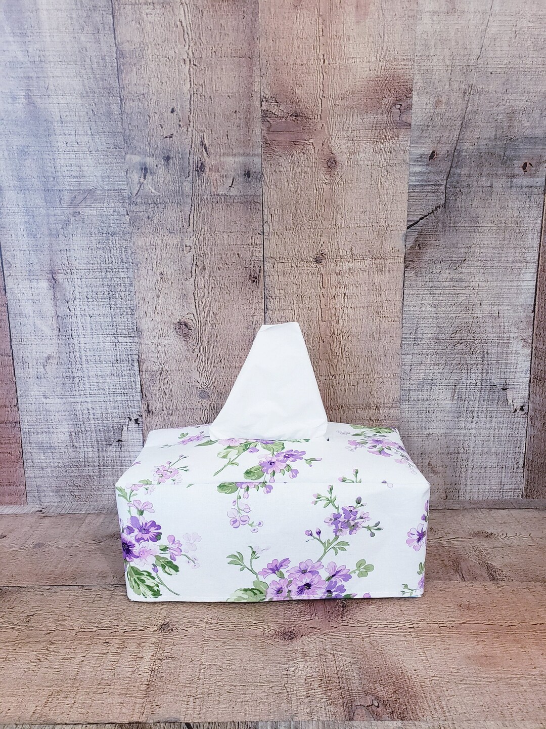 Purple and White Floral Tissue Box Cover, Decorative Cover, Tissue ...