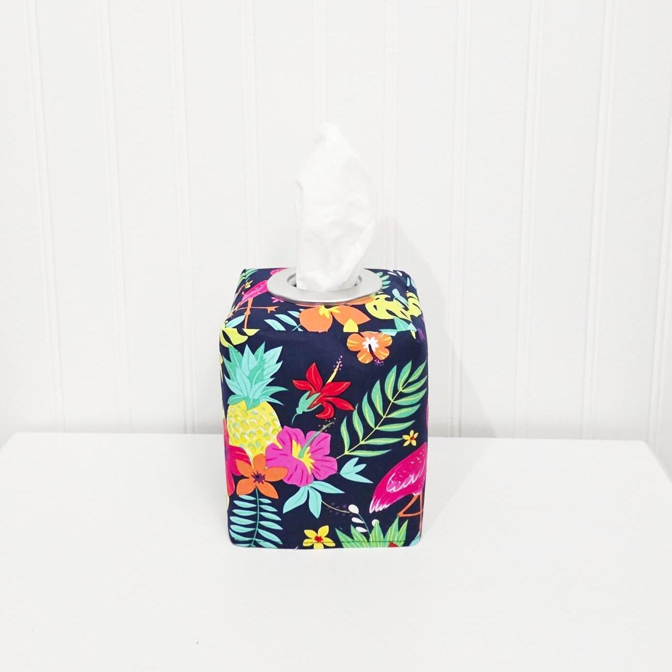 Tissue Box Cover, Floral Printed Tissue Box Cover, Spring Decor, Fabric ...