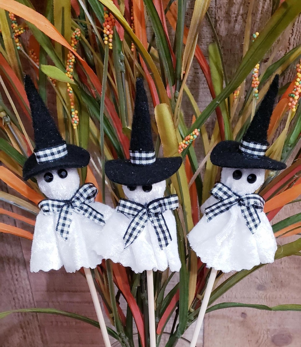Set of 3 Halloween Ghosts Picks, Ghost Floral Picks, Ghost Decor, Ghost ...