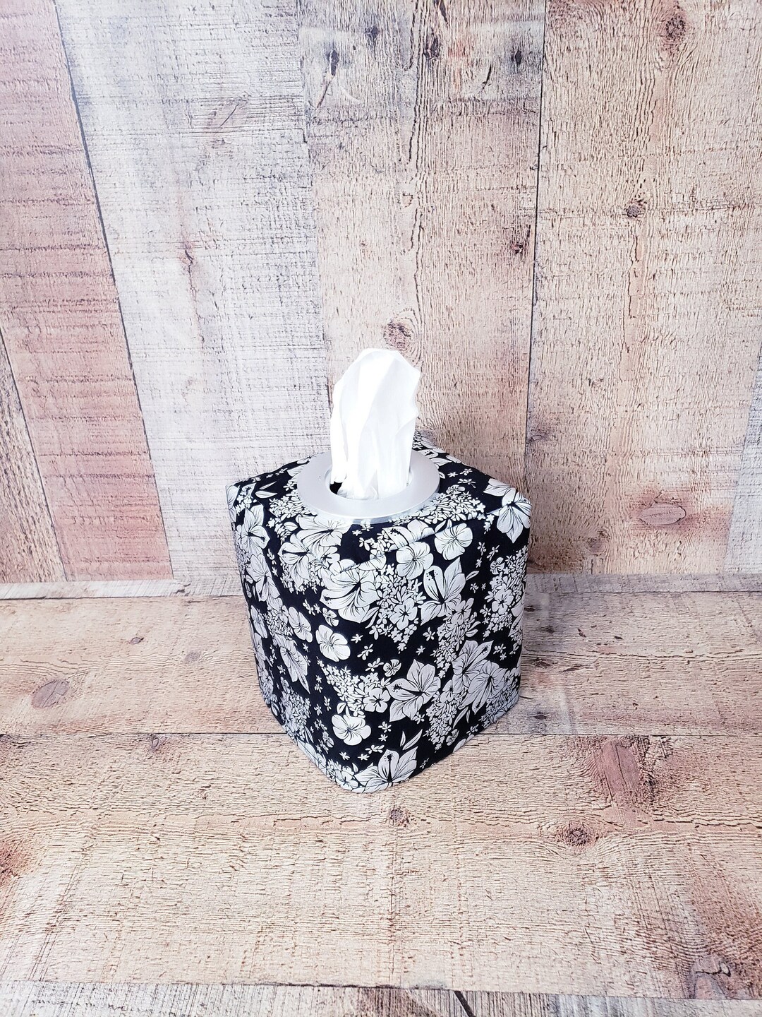 Black Tissue Box Cover, Floral Printed Tissue Box Cover, Spring Decor ...