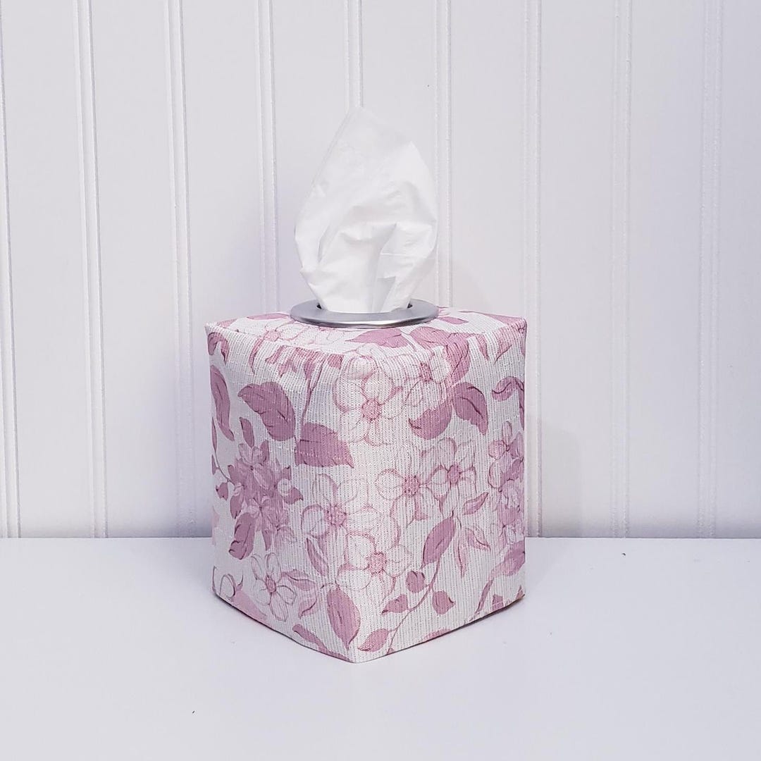 Pink and White Tissue Box Cover, Handmade Tissue Box Cover,pink Floral ...