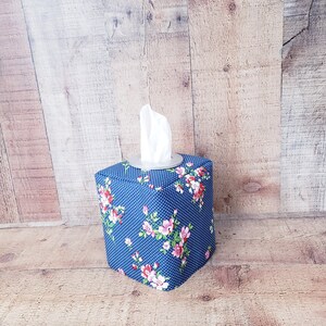 Blue Tissue Box Cover, Floral Printed Tissue Box Cover, Spring Decor ...