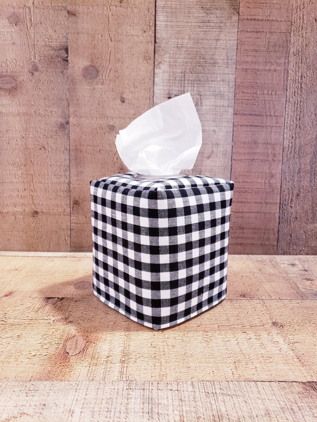 Black and White Buffalo Checked, Plaid Tissue Box, Decorative Cover ...