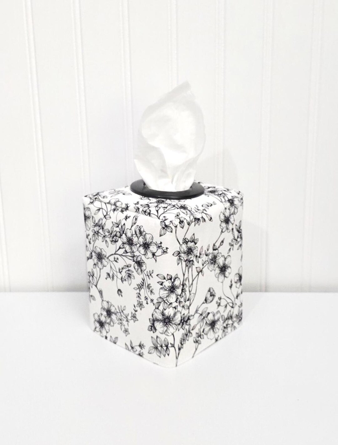 Black and White Tissue Box Cover Floral Printed Tissue Box Cover Spring ...