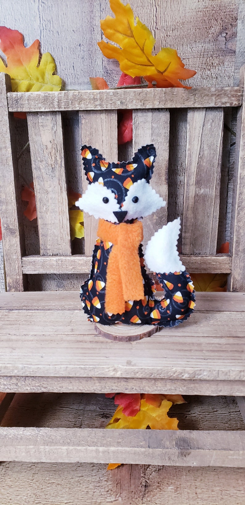 Candy Corn Fabric Fox, Halloween Fox, Fox Decor, Fall Decoration ...