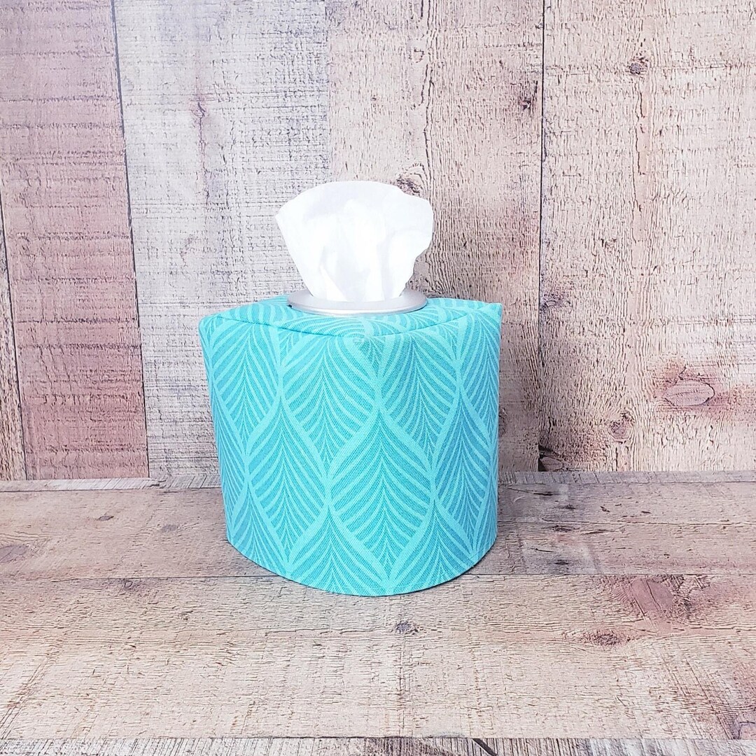 Teal Tissue Box Cover, Floral Printed Tissue Box Cover, Spring Decor ...
