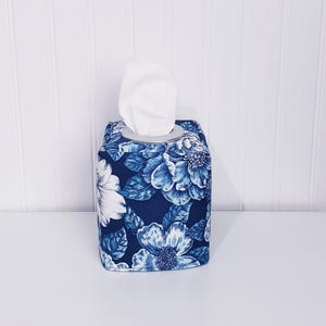 Blue Tissue Box Cover, Floral Printed Tissue Box Cover, Spring Decor ...