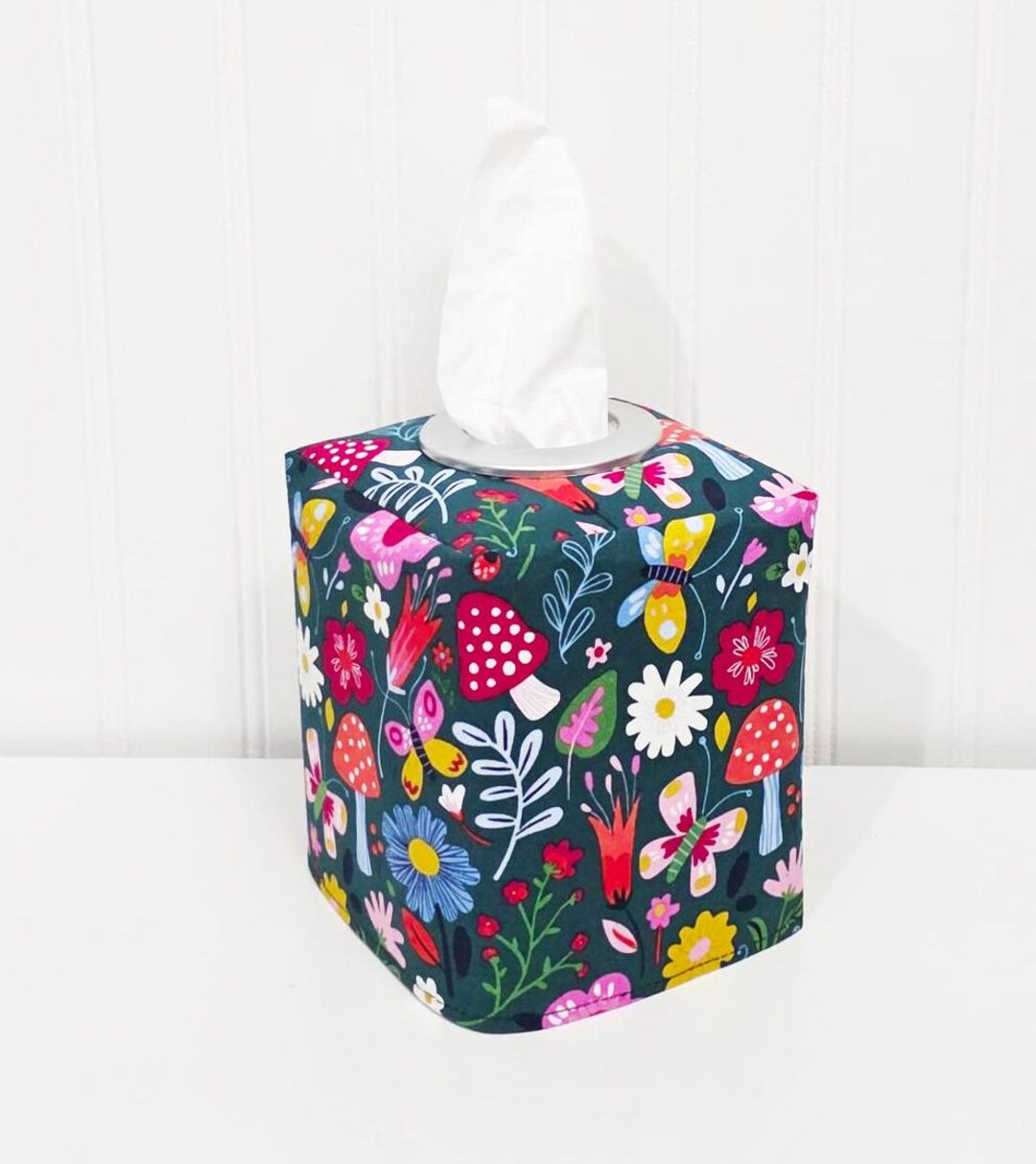 Tissue Box Cover, Floral Printed Tissue Box Cover, Spring Decor, Fabric ...