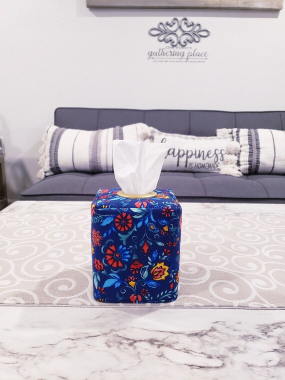 Blue Tissue Box Cover Floral Printed Tissue Box Cover Spring - Etsy
