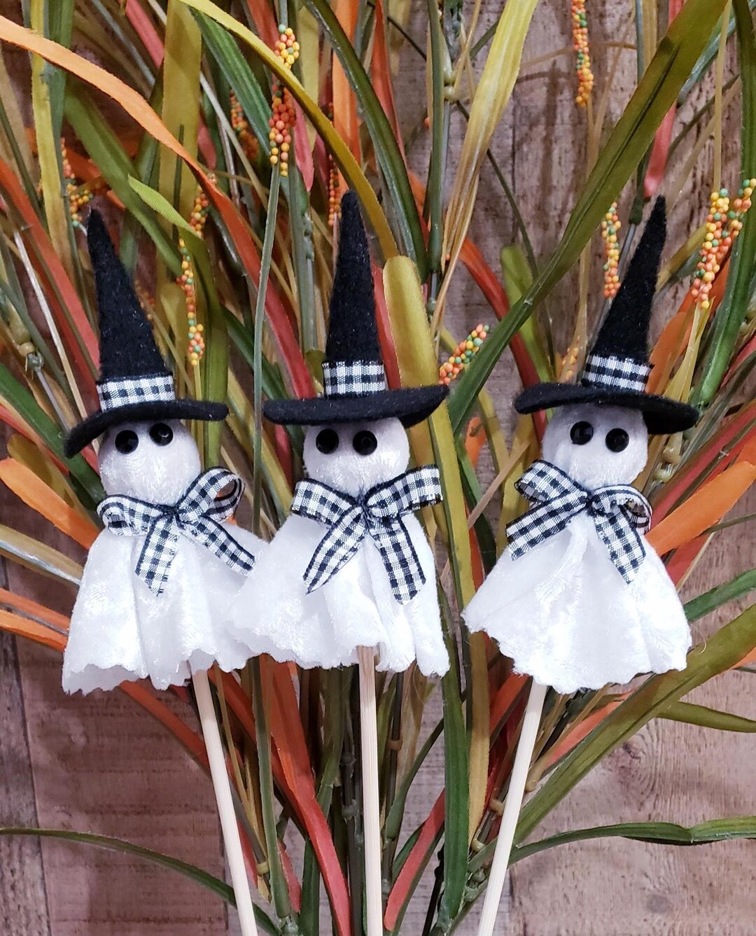 Set of 3 Halloween Ghosts Picks, Ghost Floral Picks, Ghost Decor, Ghost ...