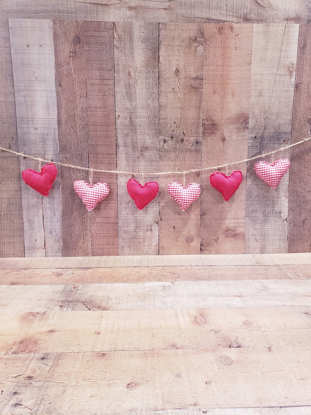 Red and Plaid Hearts Garland, Valentine's Wall Decor, Farmhouse ...