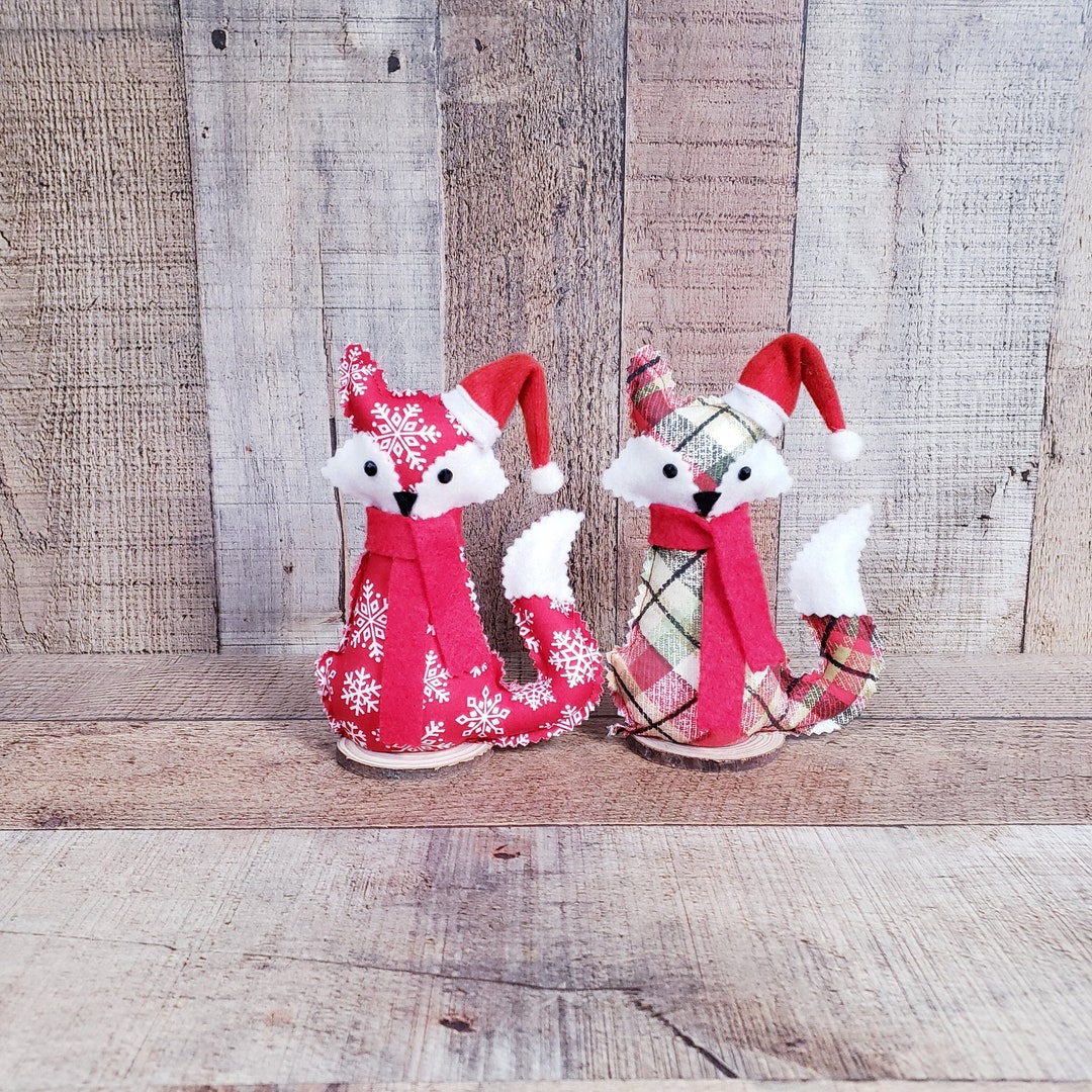 Holiday Fabric Fox, Holiday Fox, Fox Decoration, Woodland Animal ...