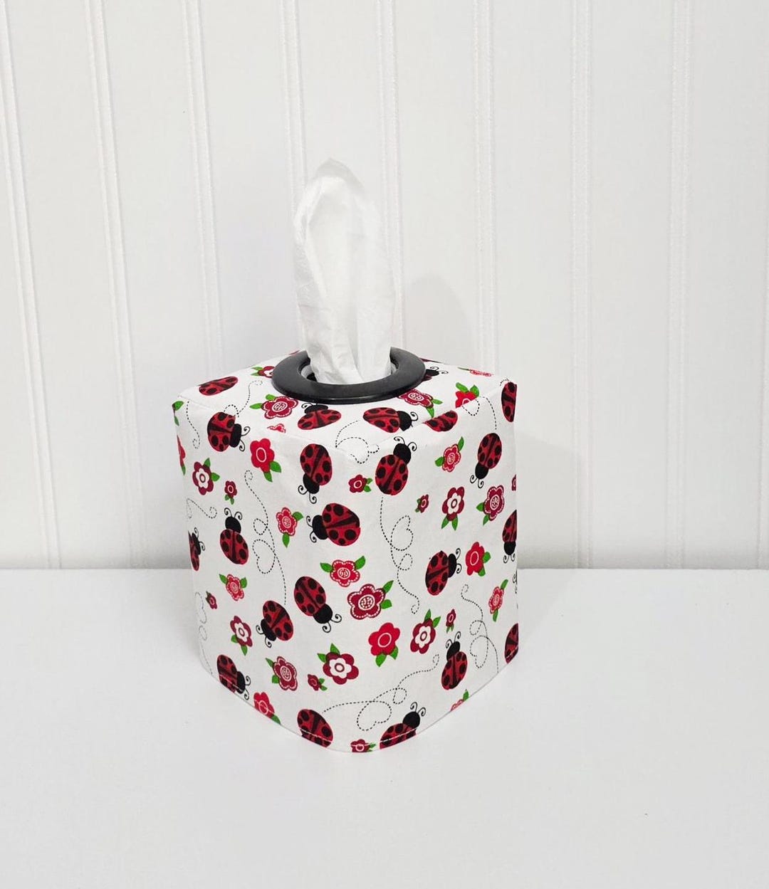 Ladybug Decor Tissue Box Cover Fabric Tissue Box Cover Spring Decor ...