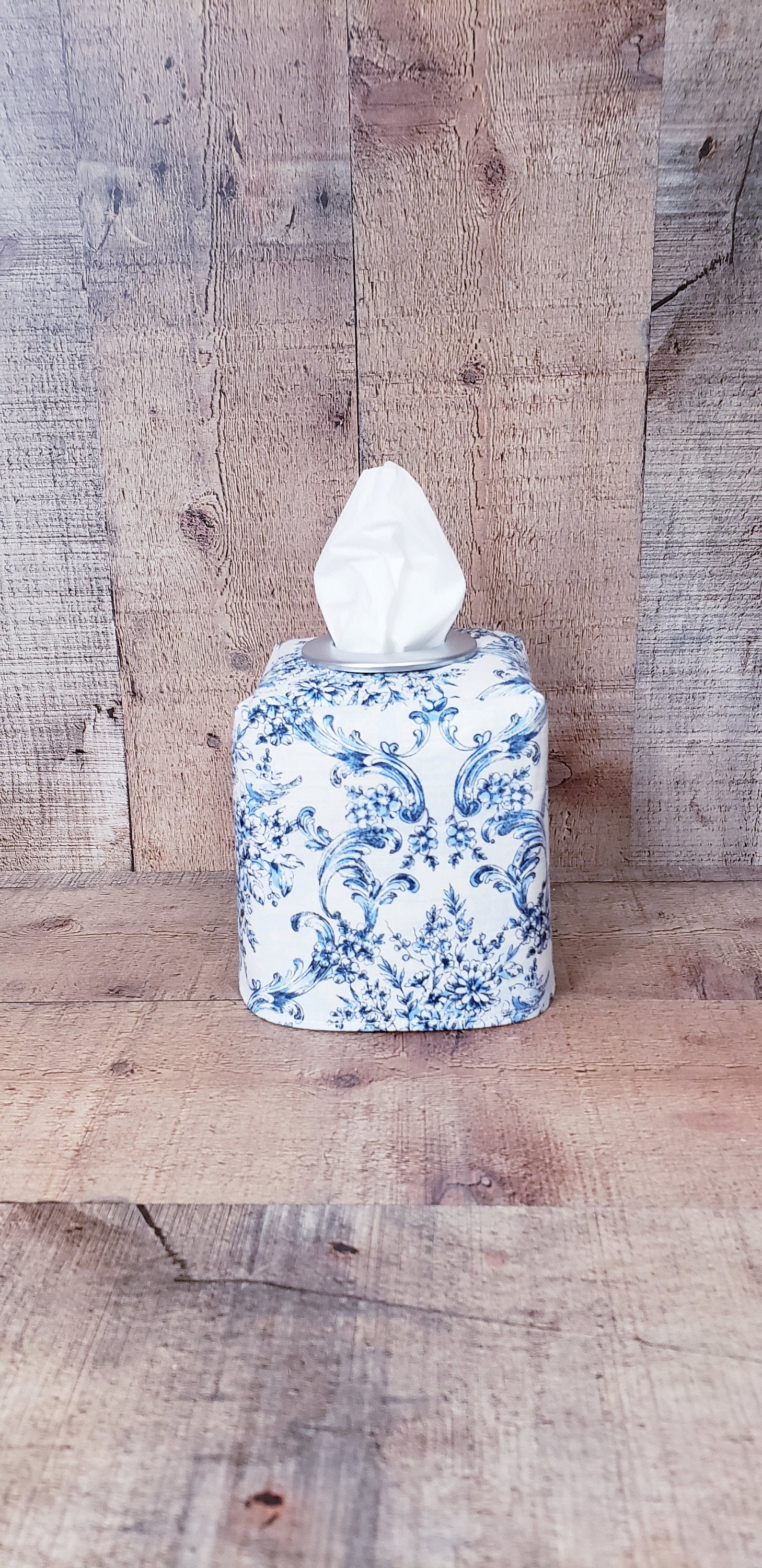 Blue Tissue Box Cover, Floral Printed Tissue Box Cover, Spring Decor ...
