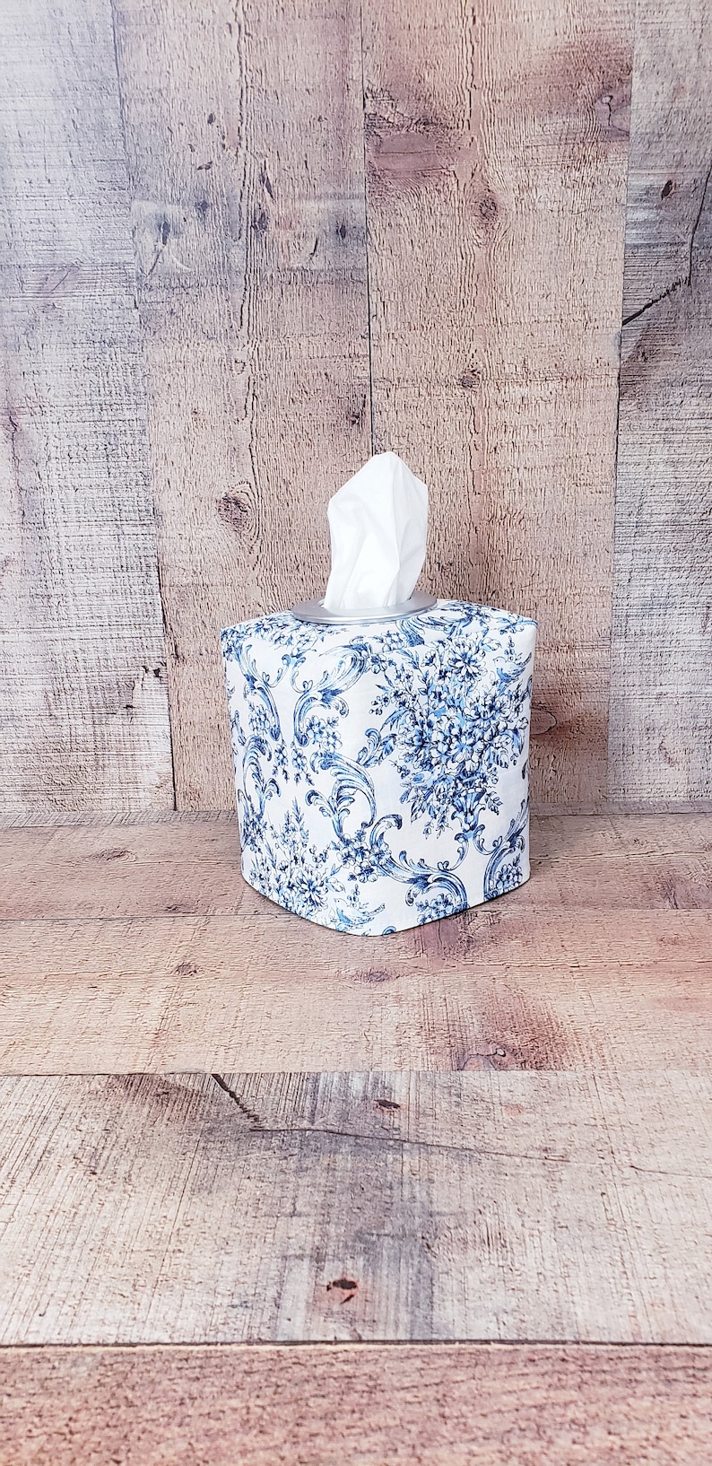 Blue Tissue Box Cover, Floral Printed Tissue Box Cover, Spring Decor ...