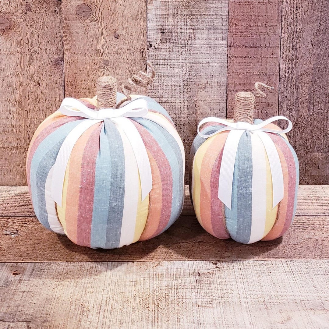 Multi Colored Striped ,pumpkins, Farmhouse Pumpkins, Fabric Pumpkins ...