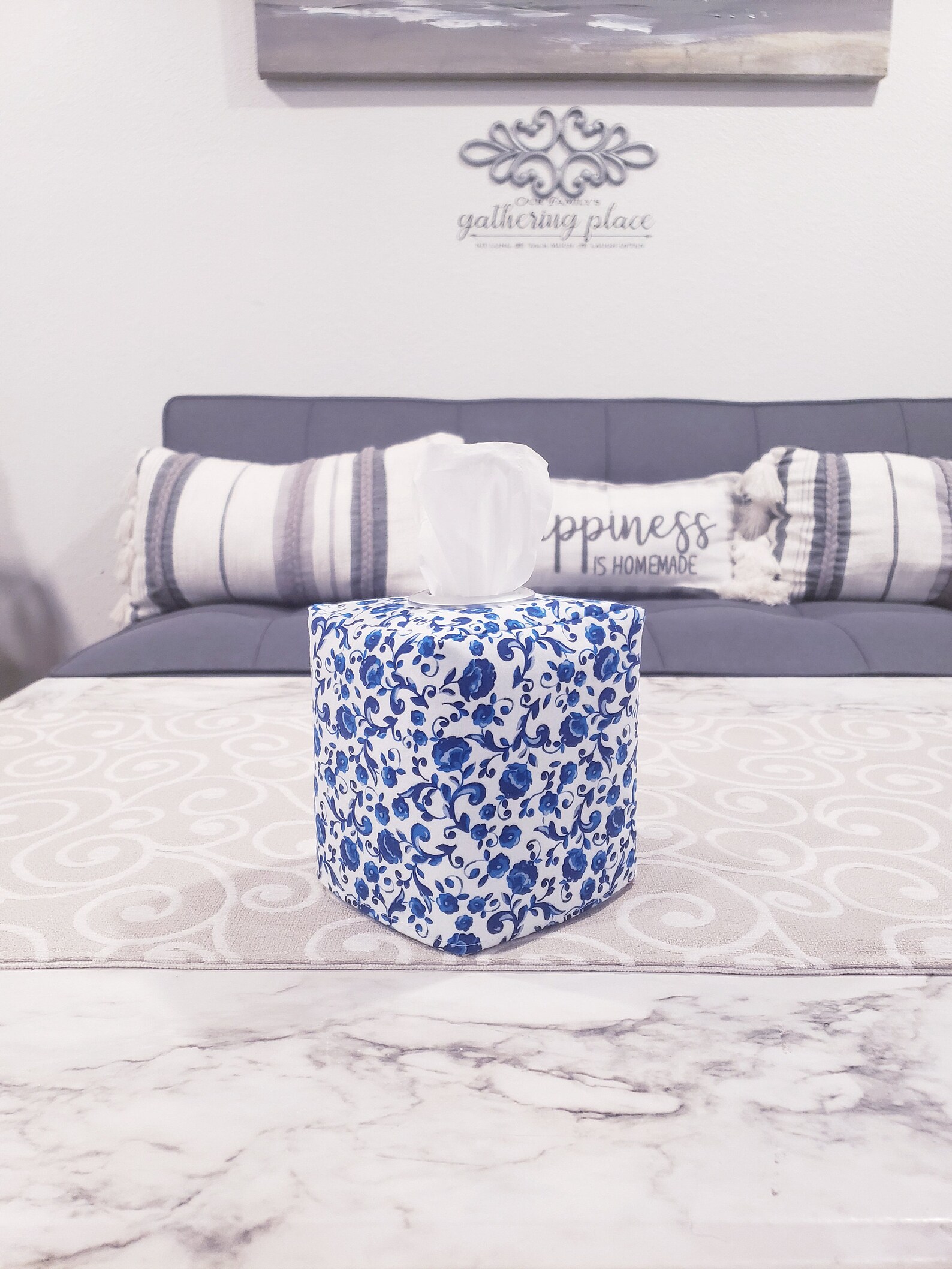 Blue Tissue Box Cover Floral Printed Tissue Box Cover Spring - Etsy